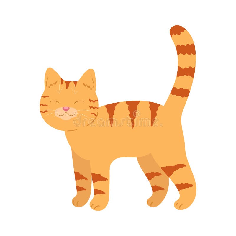 Cute Hand Drawn Red Tabby Cat. Cartoon Ginger Cat Stock Vector ...