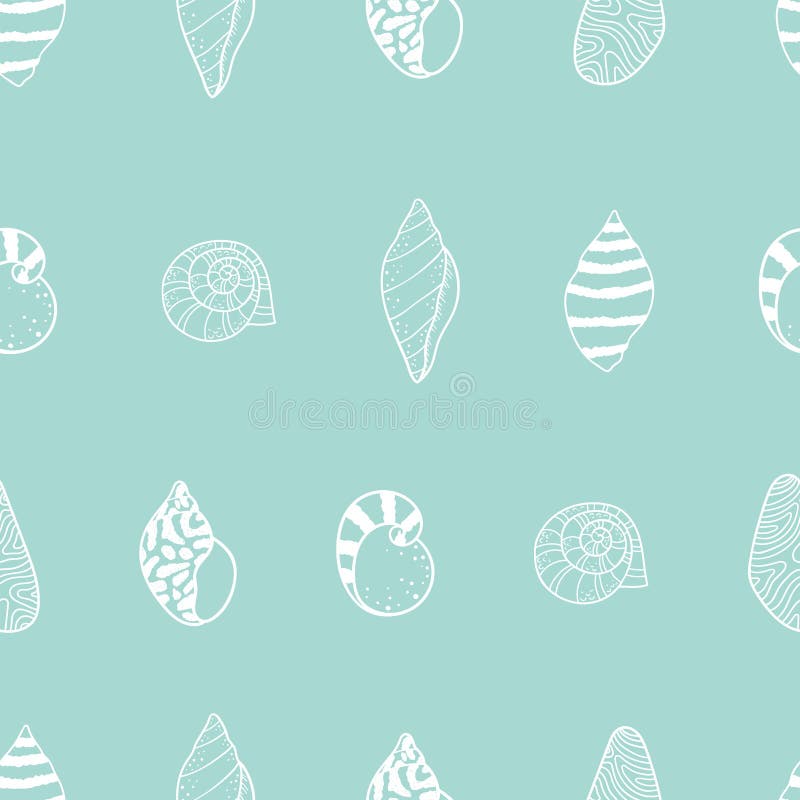 Cute Hand Drawn Sea Shells Seamless Pattern, Summer Background, Great ...