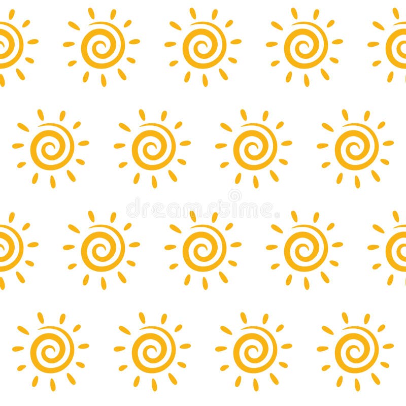 Cute Hand Drawn Sun Seamless Pattern Background Stock Vector ...