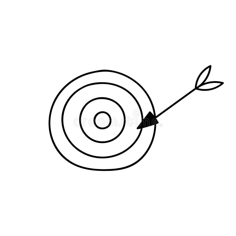 Cute Hand Drawn Target with Arrow on the Edge in Doodle Style ...