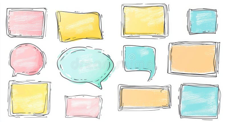 Cute Hand-drawn Title Frame with Ribbon, Square, and Circle Elements ...