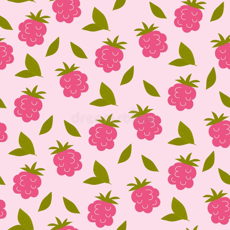 Cute Hand Drawn Vector Raspberry Seamless Pattern Stock Vector ...