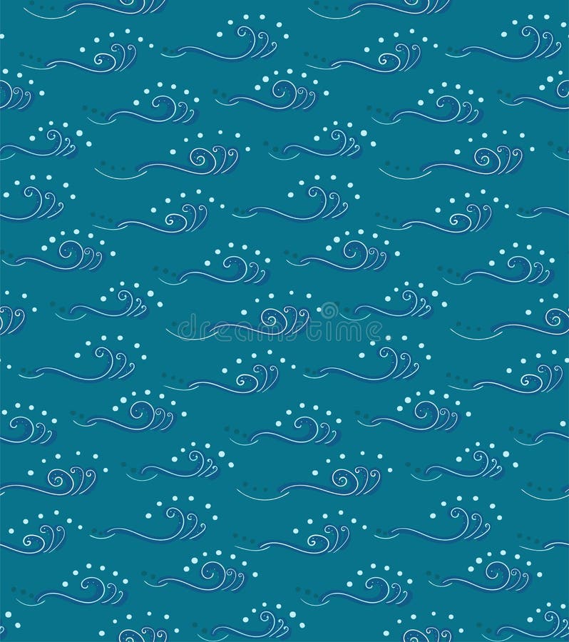 Cute Hand Drawn Waves Pattern Stock Illustration - Illustration of ...