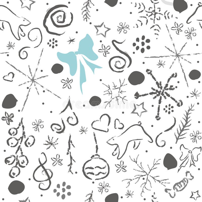 Cute Hand Drawn Winter Pattern. Seamless Pattern. Vector Illustration ...