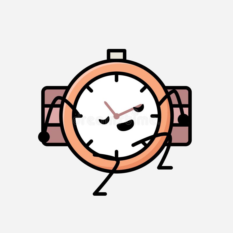 Cute Hand Watch Mascot Vector Character in Flat Design Style Stock ...