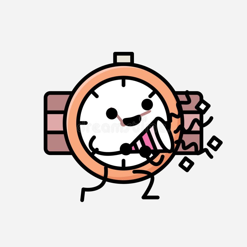 Cute Hand Watch Mascot Vector Character in Flat Design Style Stock ...