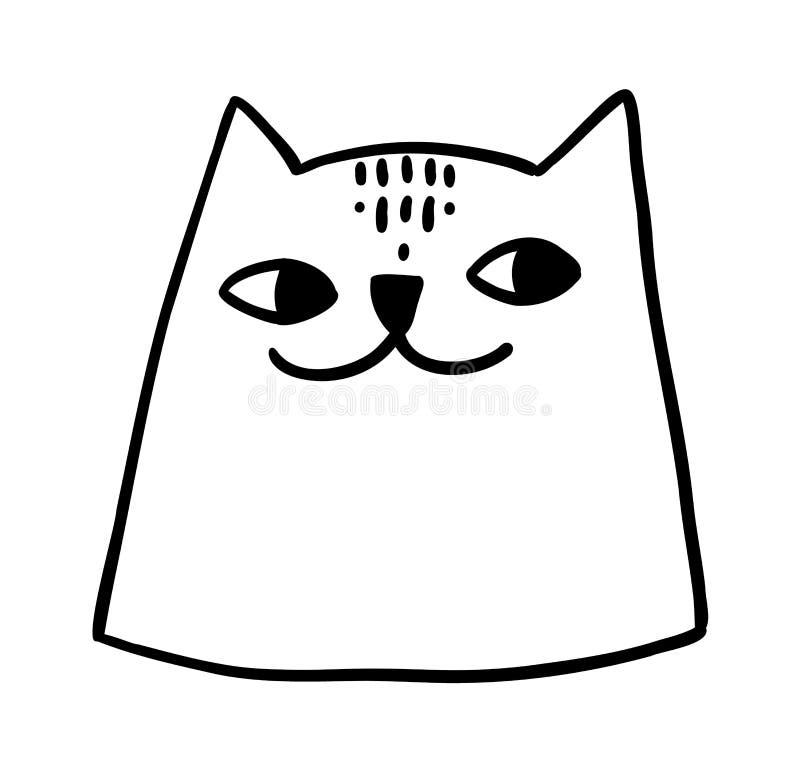 Cute Handdrawn Cat. Funny Doodle Kitty Stock Vector - Illustration of ...