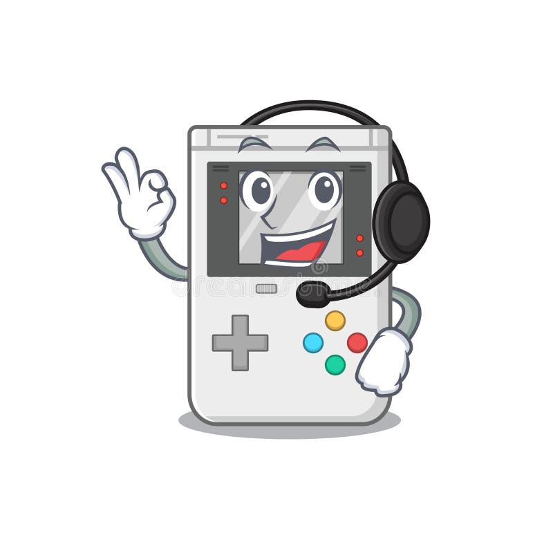 Cute Handheld Game Scroll Cartoon Character Design Wearing Headphone ...