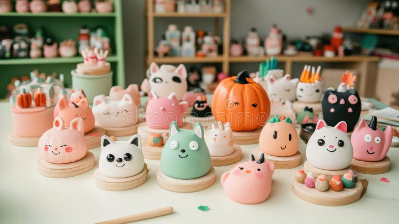 Cute Handmade Clay Art Pieces and Decorations with Happy Concepts Stock ...