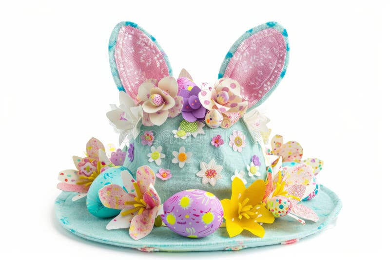 A Cute Handmade Easter Bonnet Hat Covered with Easter Decorations Stock ...