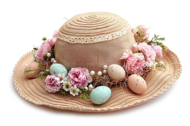 A Cute Handmade Easter Bonnet Hat Covered with Spring Flower ...