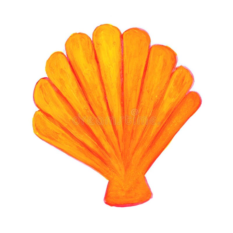 Cute Handmade Illustration of Tiny Yellow Shell. Stock Illustration ...