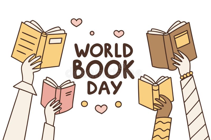 Cute Hands Holding Different Colored Books with World Book Day Text ...