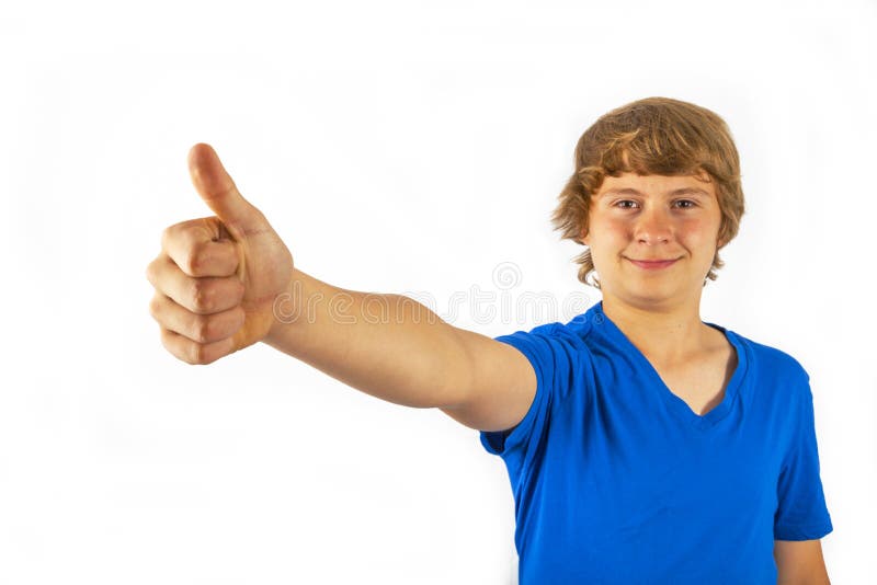 Cute Handsome Boy Showing Like-it-sign Stock Photo - Image of back ...