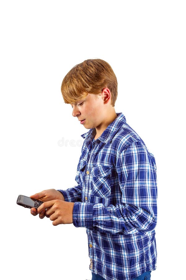 Cute Handsome Young Boy Speaking Stock Image - Image of hand, happy ...