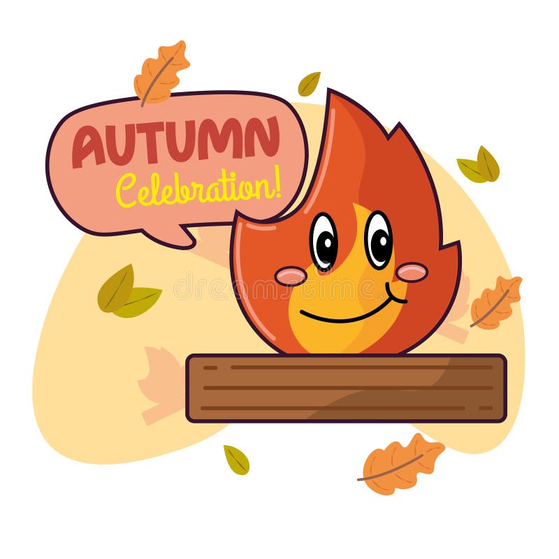 Cute Happy Autumn Campfire Character Vector Stock Illustration ...