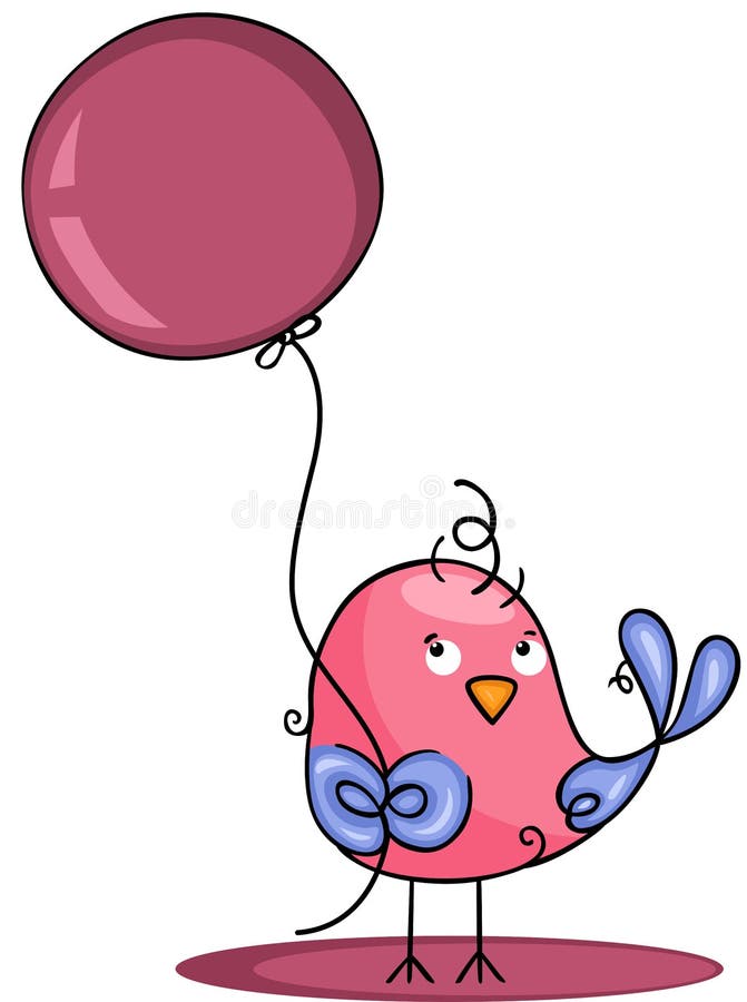 Cute Happy Bird Holding a Balloon Stock Vector - Illustration of nice ...