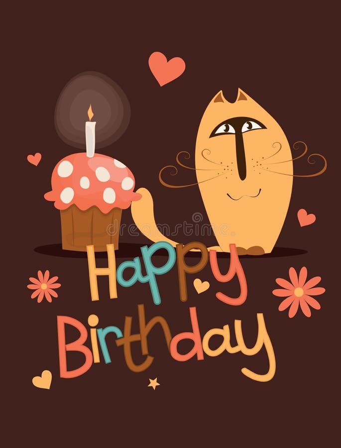 Cute happy birthday card stock vector. Illustration of isolated - 25656808