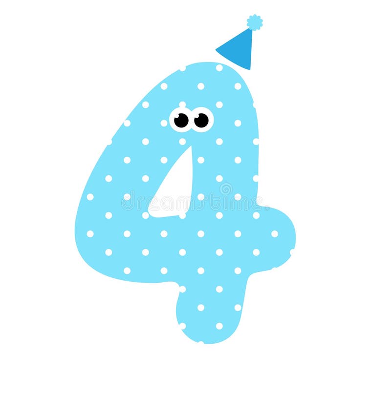 Cute Happy Birthday Number Four Stock Vector - Illustration of ...