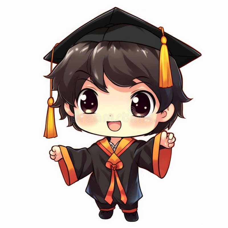 A Cute Happy Boy Graduation Look Generative AI Stock Illustration ...