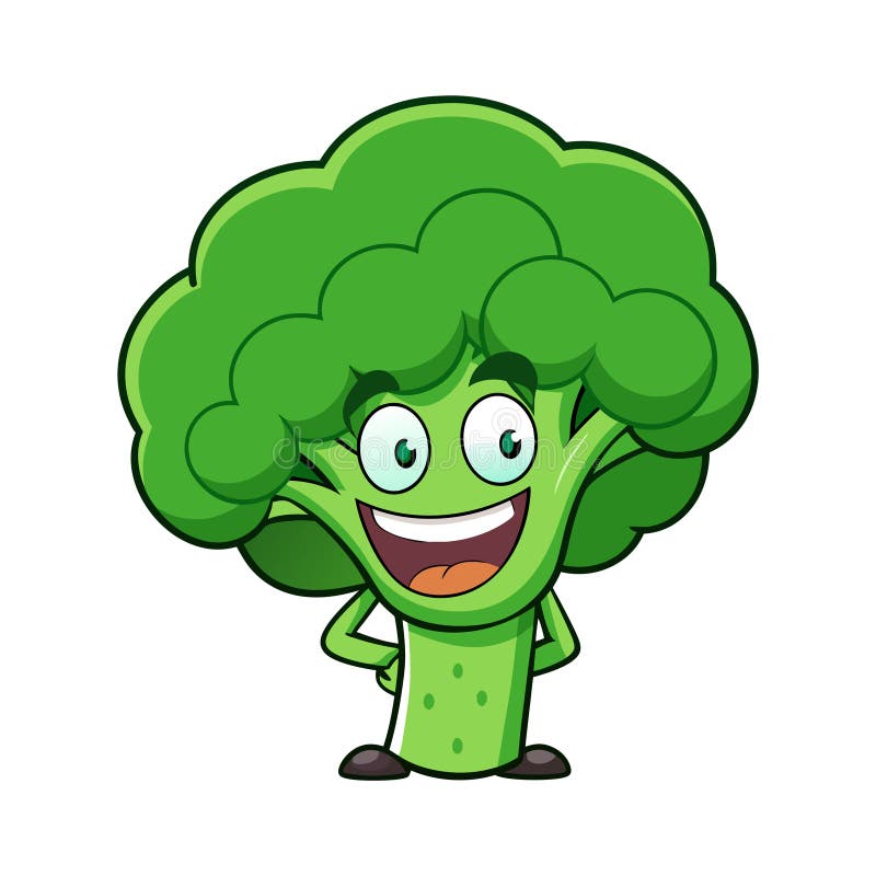 Cute Happy Broccoli Cartoon Character Stock Vector - Illustration of ...