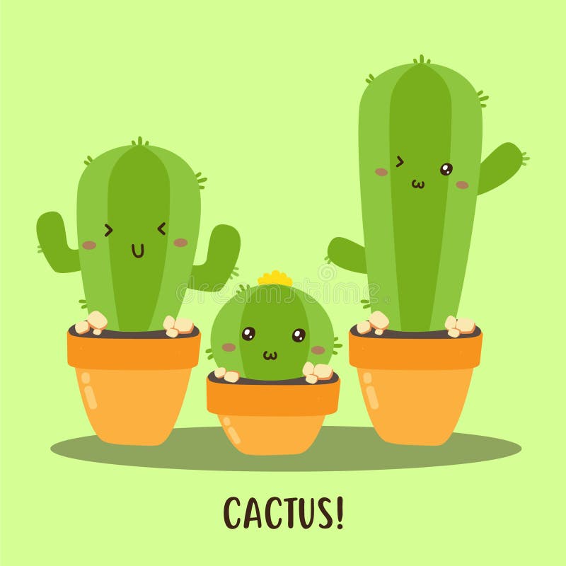 Cute Happy Cactus Collection Vector Design Stock Illustration ...