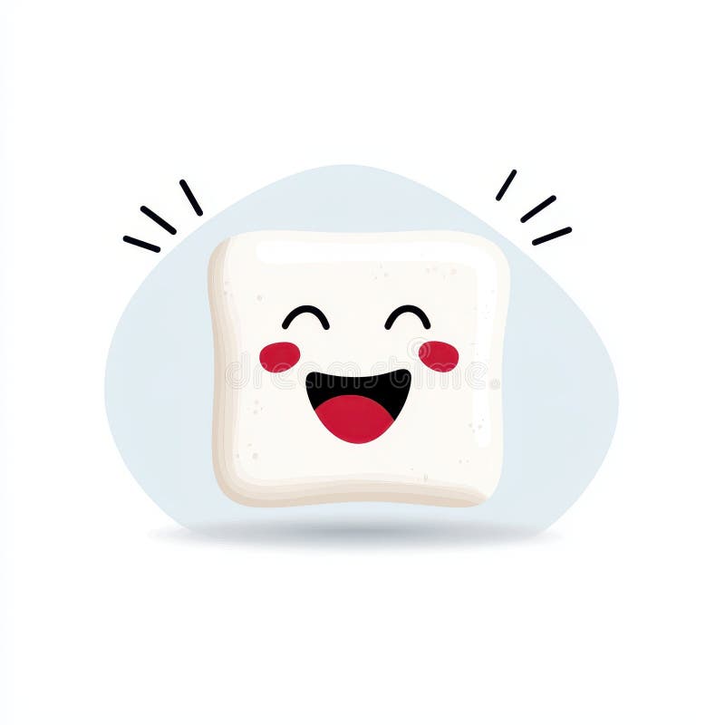 Cute and Happy Cartoon Marshmallow Character with Blushing Cheeks and ...