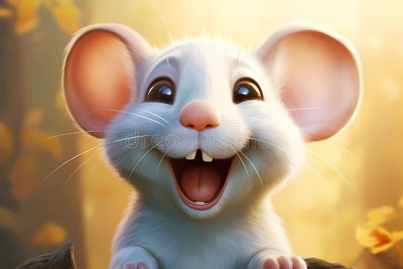 Cute Happy Cartoon Mouse. Horizontal Composition Stock Illustration ...