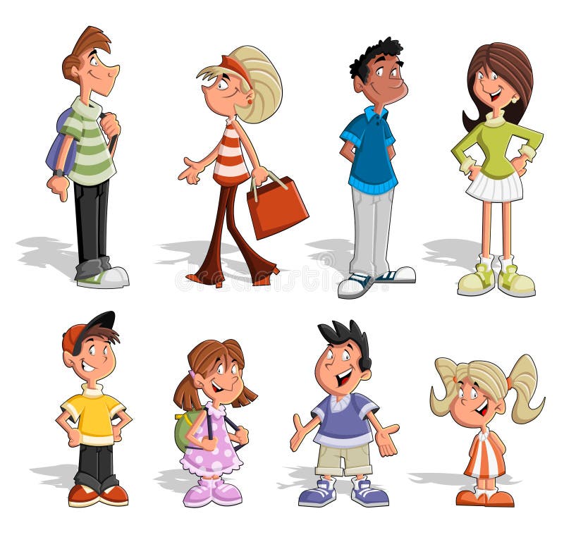 Cute happy cartoon people stock vector. Illustration of childhood ...