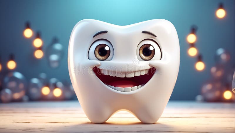 Cute Happy Cartoon Tooth Idea Banner Stock Illustration - Illustration ...