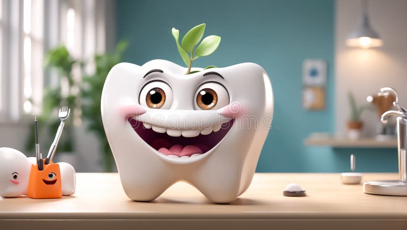 Cute Happy Cartoon Tooth Idea Banner Style Symbol Stock Illustration ...