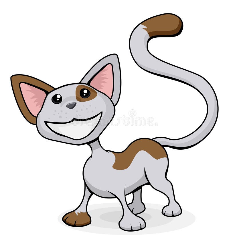 Cute Happy Cat Cartoon Illustration Stock Vector - Illustration of ...