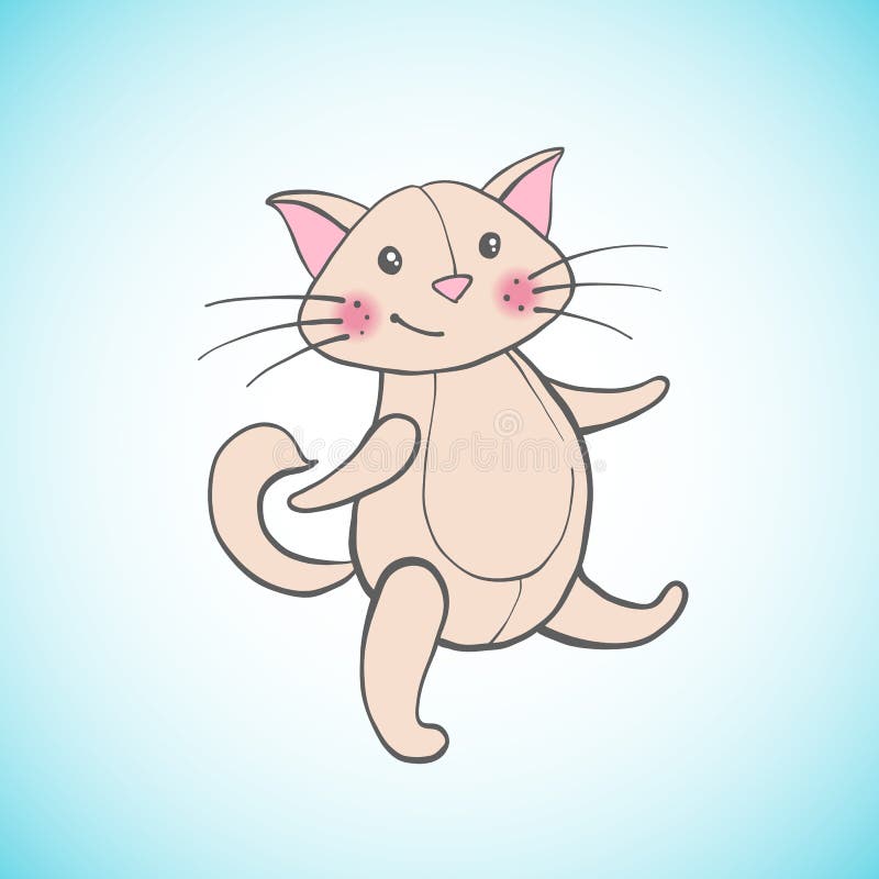 Cute Happy Cat. Design Element Stock Vector - Illustration of kitty ...