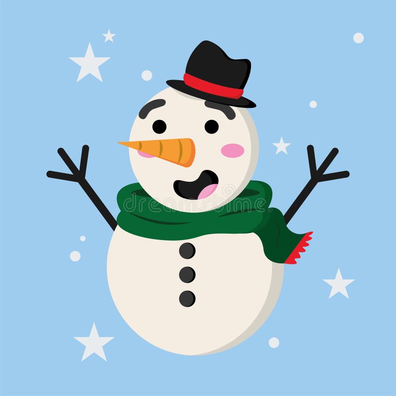 Cute Happy Christmas Snowman Character Vector Stock Vector ...