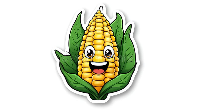 Cute Happy Corn Sticker Design for Creative Projects Stock Illustration ...