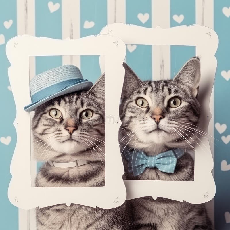 Cute Happy Couple Cat in One Frame Generative AI Stock Image - Image of ...