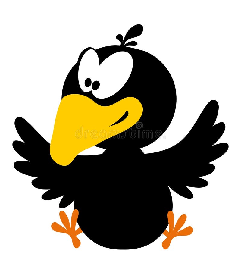 Cute Happy Crow Isolated On White Stock Vector - Image: 64015789