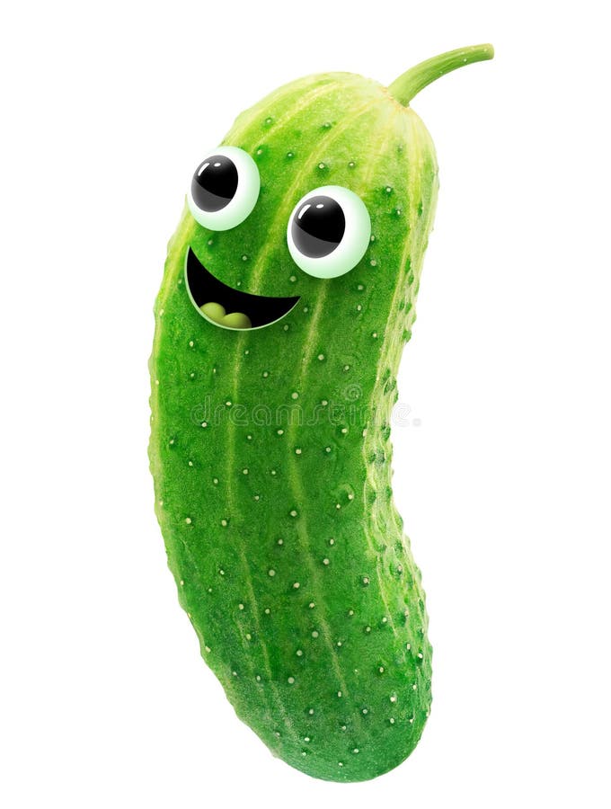 Cute Happy Cucumber Character Isolated on White Stock Illustration - Illustration of funny ...
