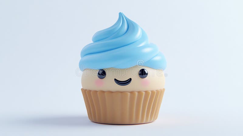 Cute Happy Cupcake Character 3d Render Design Stock Illustration ...