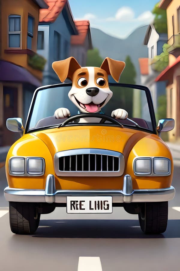 Cute Happy Dog Riding Car Having Fun Stock Image - Image of tongue ...