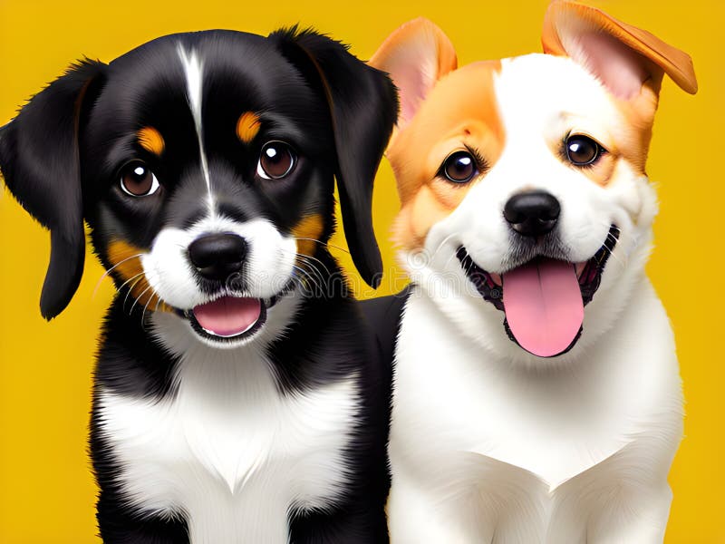 Cute Happy Dogs and Puppy, Ai Generated Stock Illustration ...