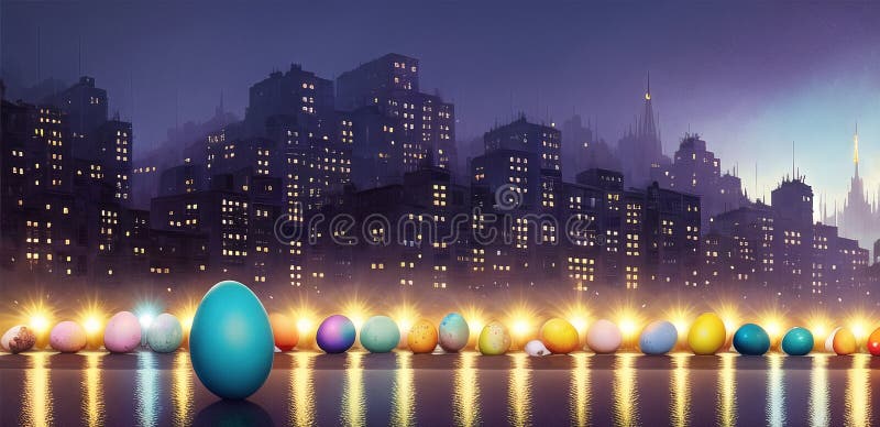 Cute Happy Easter Background with Decorated Easter Eggs and Copy Space ...