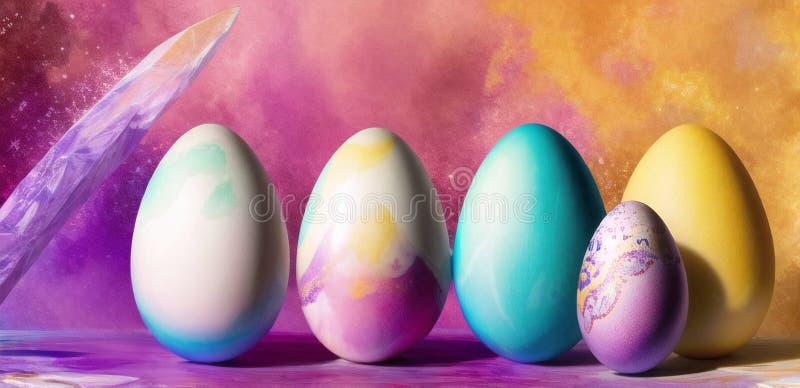Happy Easter Day Banner with Beautiful Easter Eggs Illustration ...
