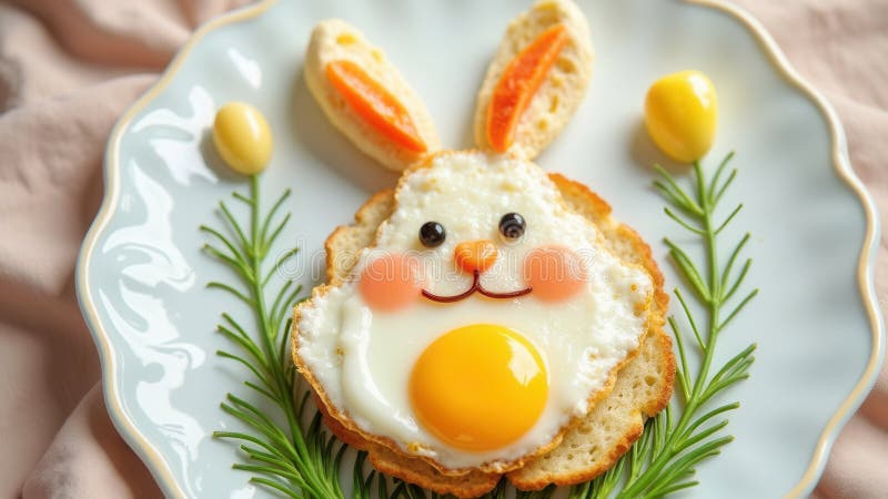 Cute Happy Easter Breakfast with Copy Space Stock Illustration ...