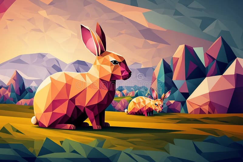 Cute Happy Easter in Cubism Style. Illustration Generative AI Stock ...