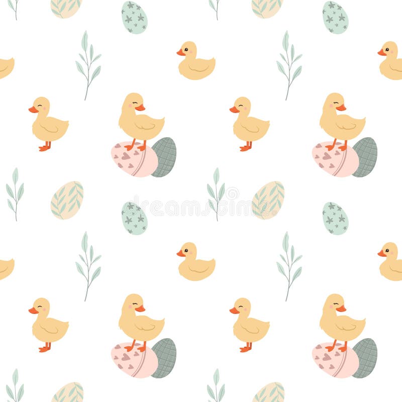 Cute Happy Easter Yellow Duckling Vector Illustration Stock Vector ...