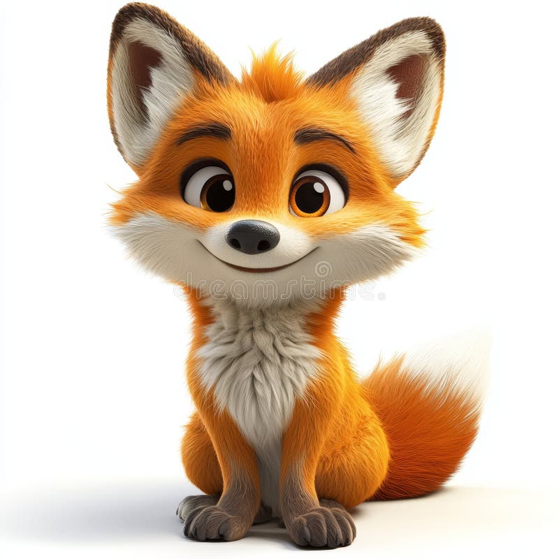 Cute Happy Fox Isolated on White Background, Cartoon Character - Mascot ...