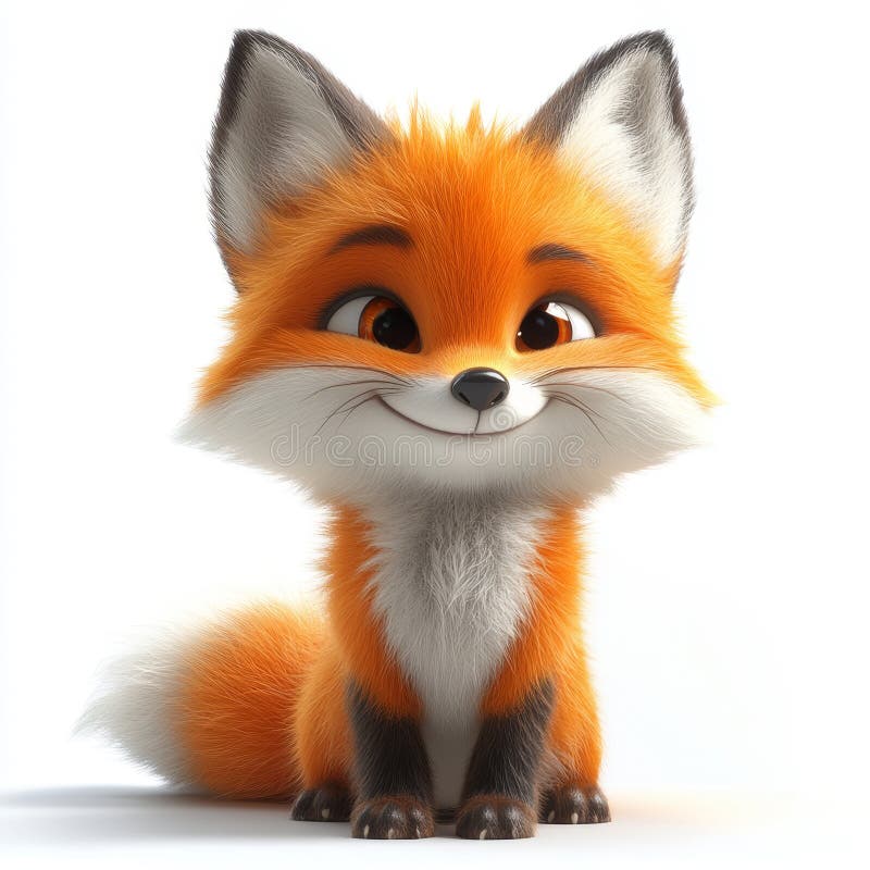 Cute Happy Fox Isolated on White Background, Cartoon Character - Mascot ...