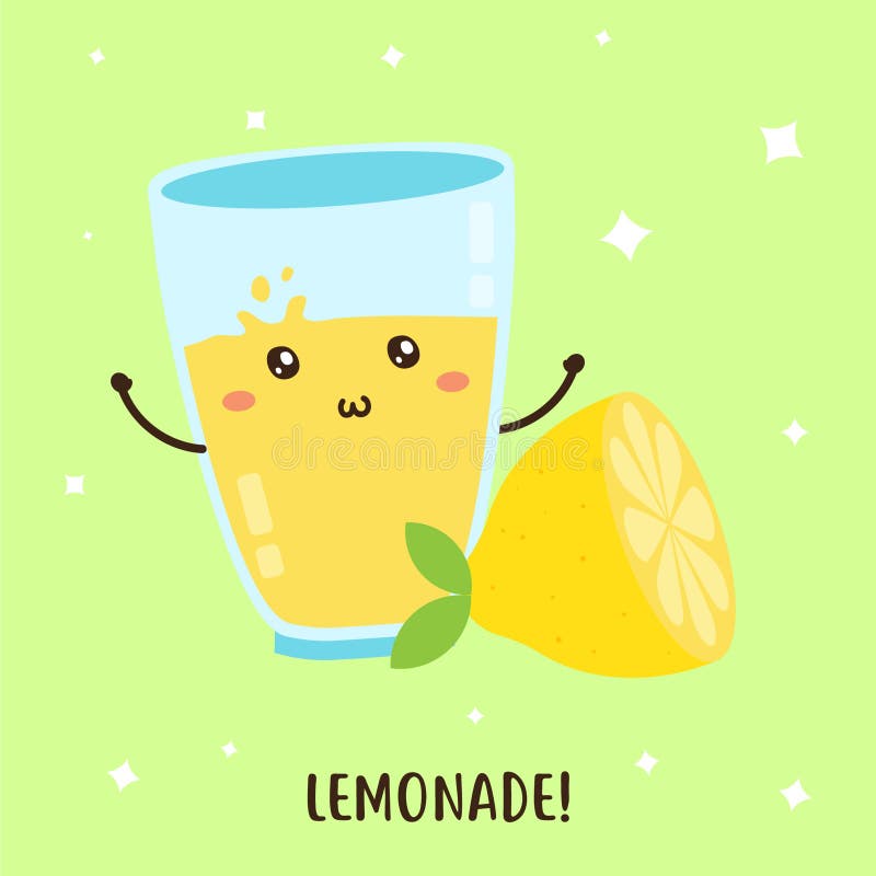Cute Happy Fresh Lemonade Drinks Vector Design Stock Illustration ...