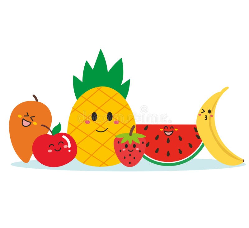 Funny Fruits Smiling Together Stock Vector - Illustration of food ...